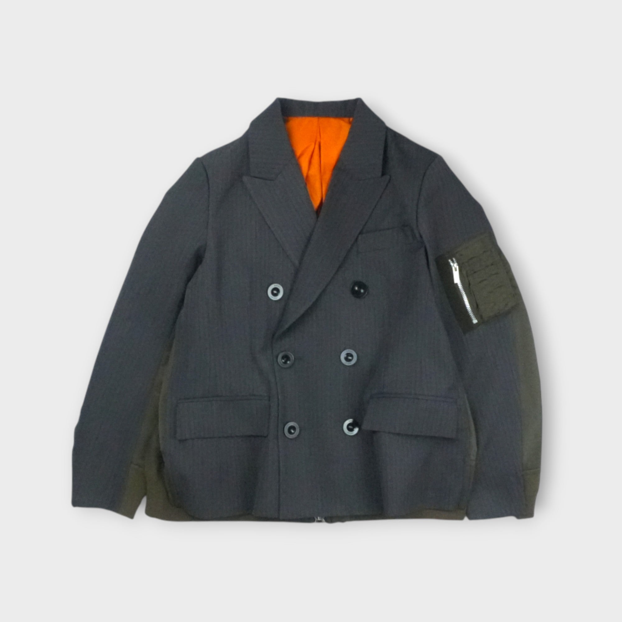 sacai Stripe Doeskin x Nylon Twill Jacket – mou by ACROPOLIS