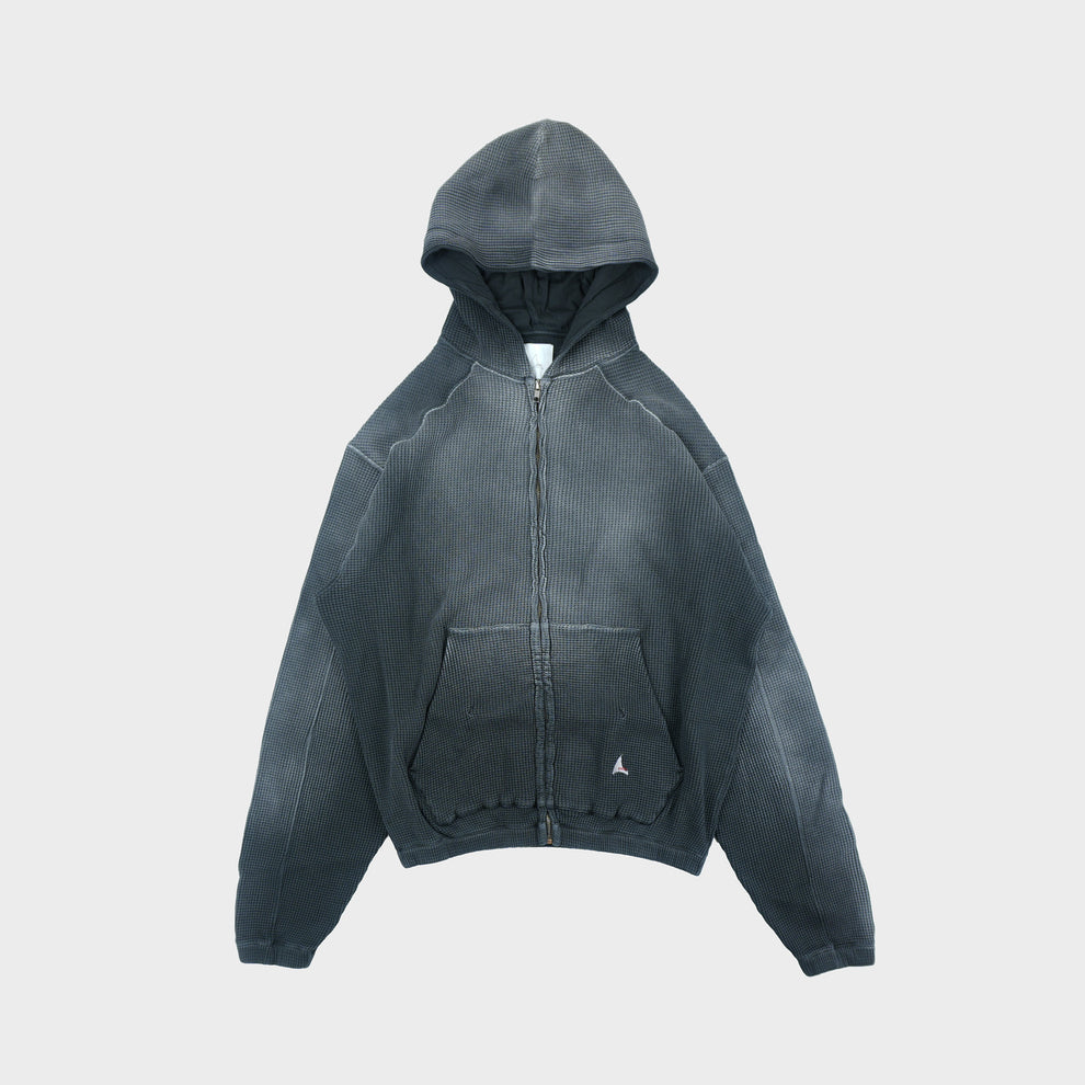 ROA Bee Sun Faded Waffle Zip Up Hoodie – mou by ACROPOLIS
